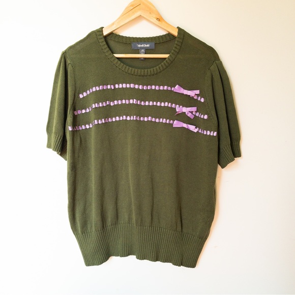 Modcloth | Sweaters | Modcloth Mod Cloth Grosgrain Ribbon Short Sleeved ...